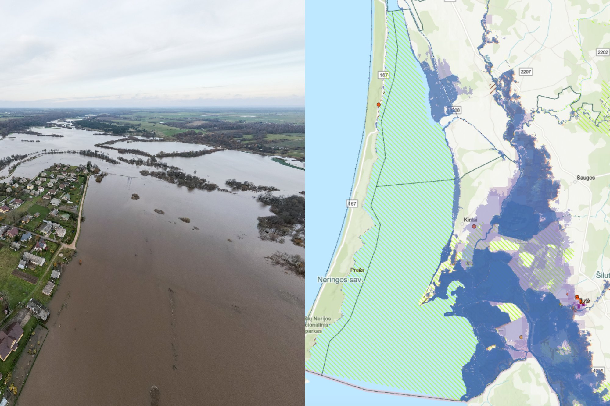 Potvynių žemėlapis: Lietuvos regionai, kuriems iškilusi didžiausia ...