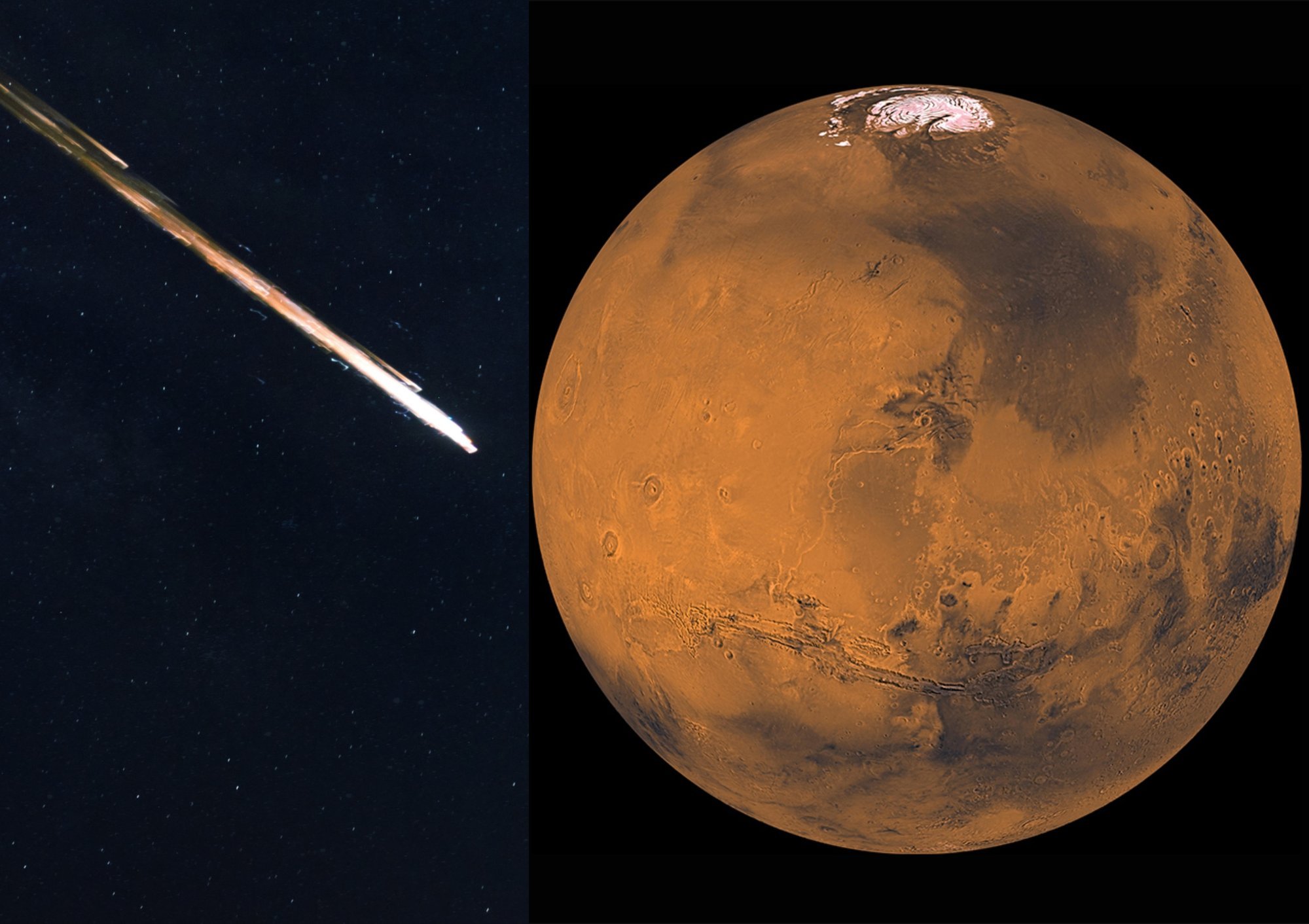 Į Marsą atsitrenkę meteoroidai išmušė du didelius kraterius: po smūgio ...