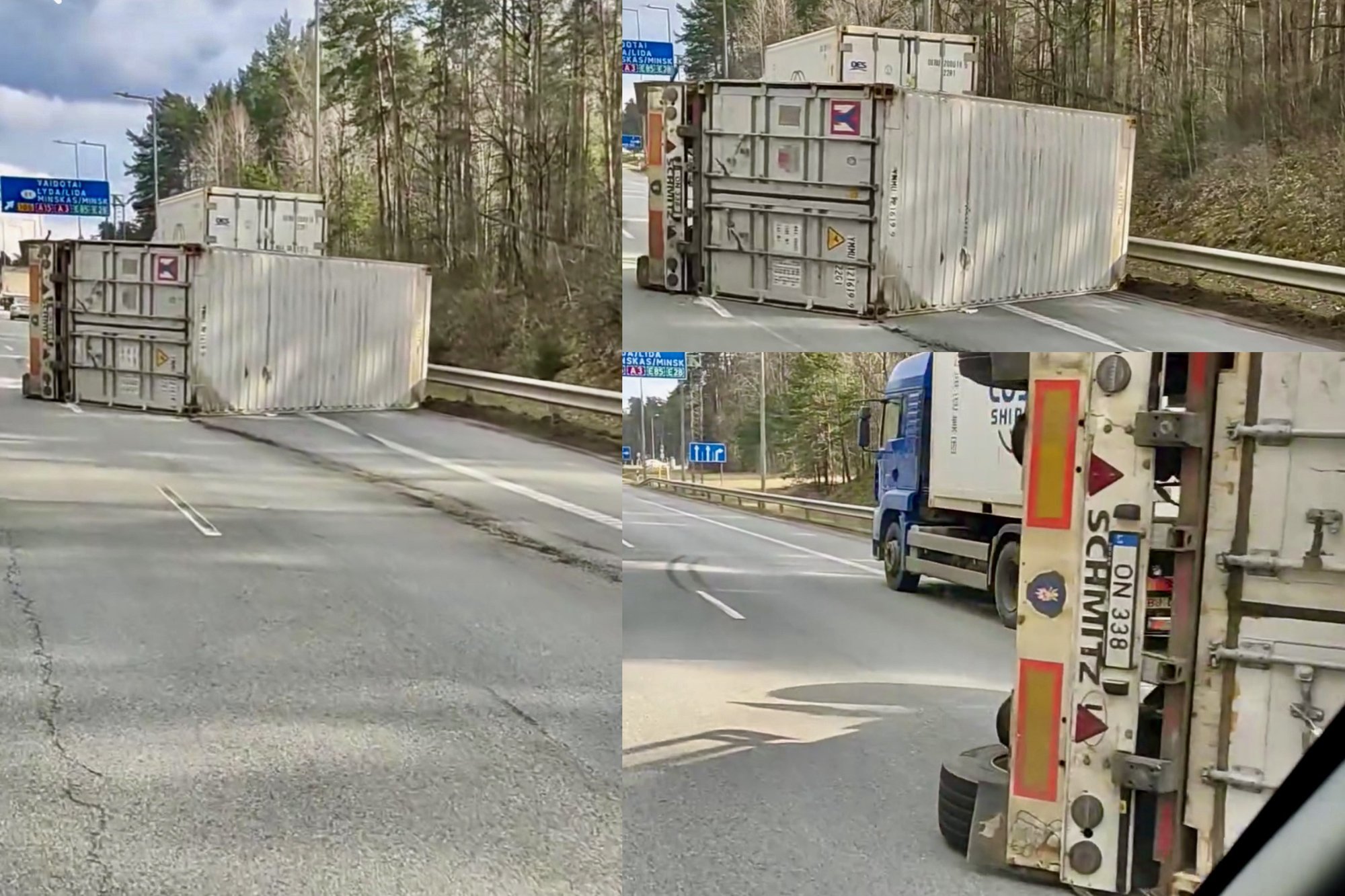 Vilniuje įvyko eismo nelaimė – nuvirto vilkiko priekaba - Delfi